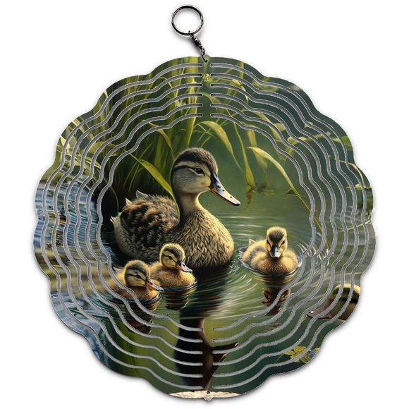 Design | Calming Duck And Ducklings On The Lake Design Wind Spinner ...
